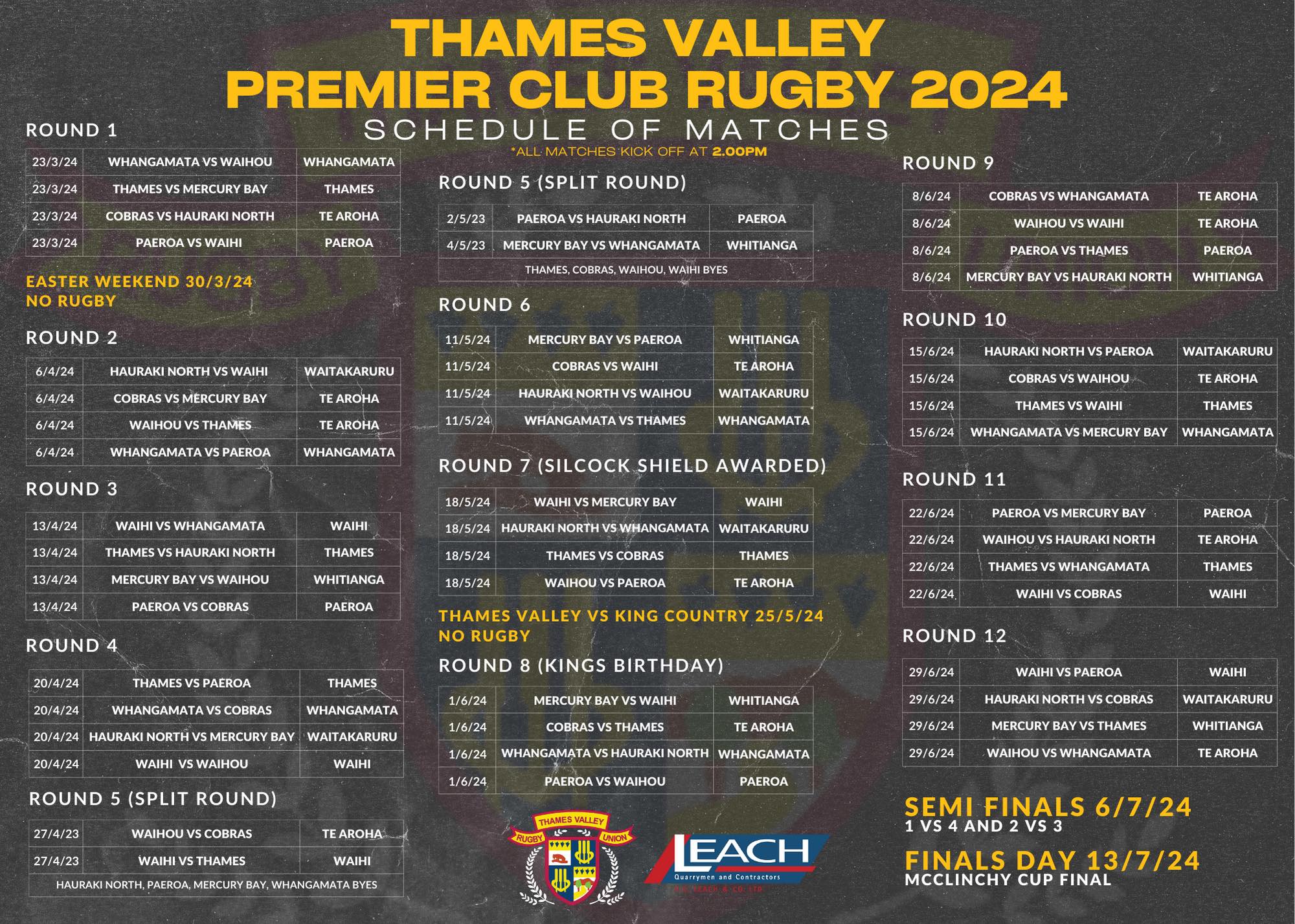 Premier Club Rugby Draw 2025